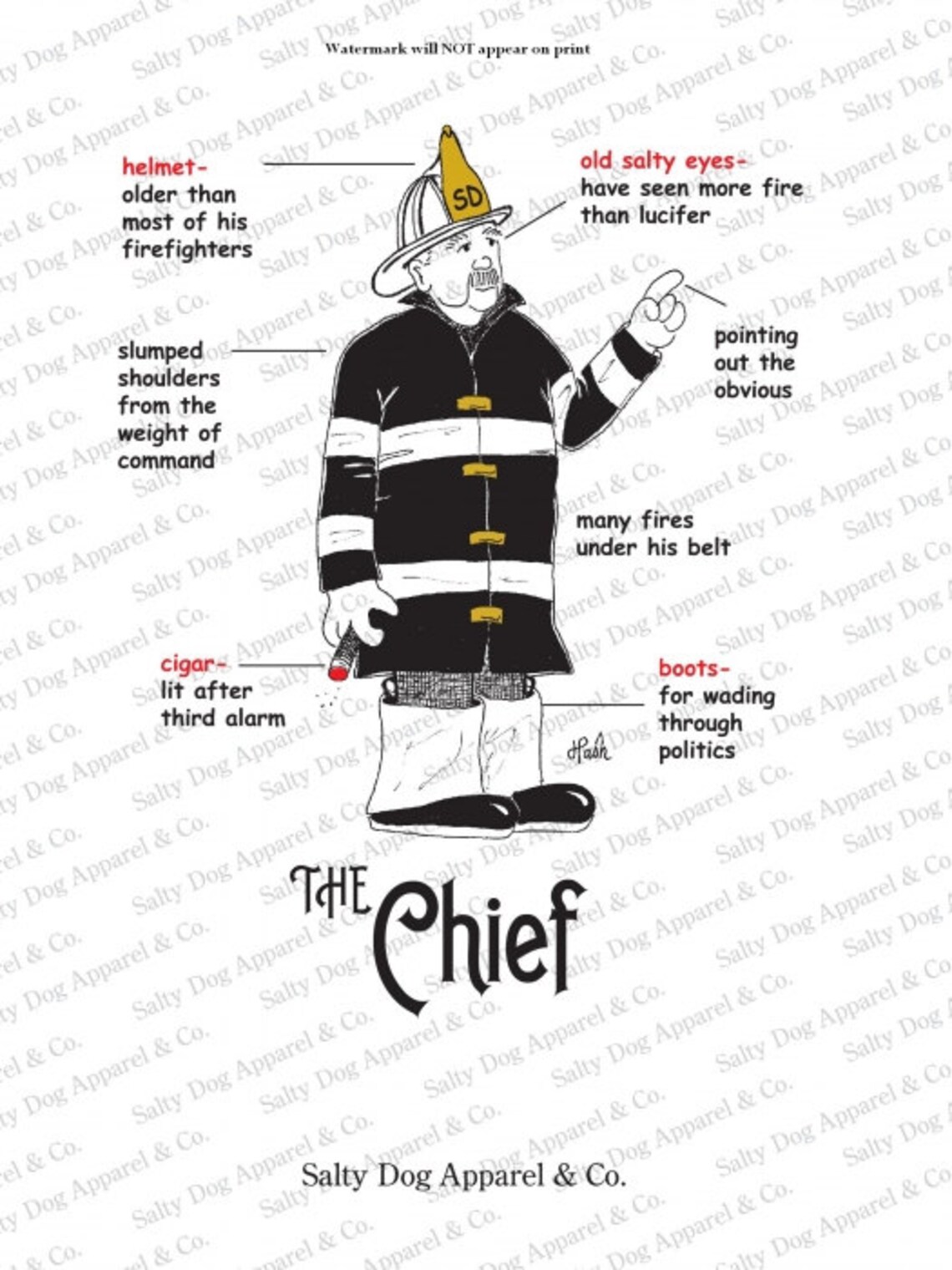 The Chief Firefighter Print Artwork - Etsy