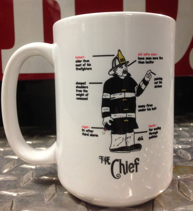 Chief Firefighter Coffee Mug: Vintage FDNY Cartoon, Extra Large 15oz - Etsy