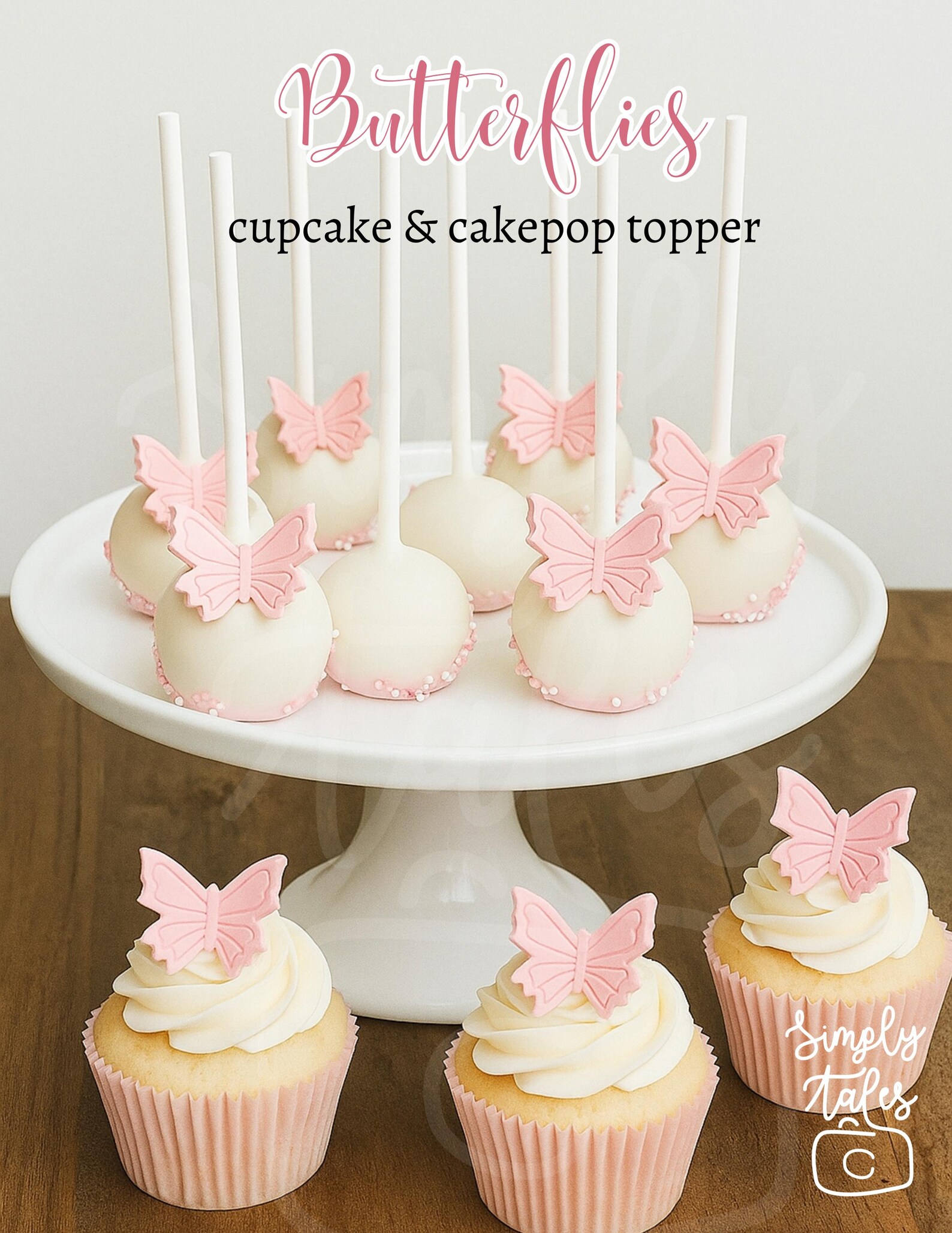 24 SMALL Butterfly Bliss Whimsical Cake Pop Oreo Pop Decorations ...