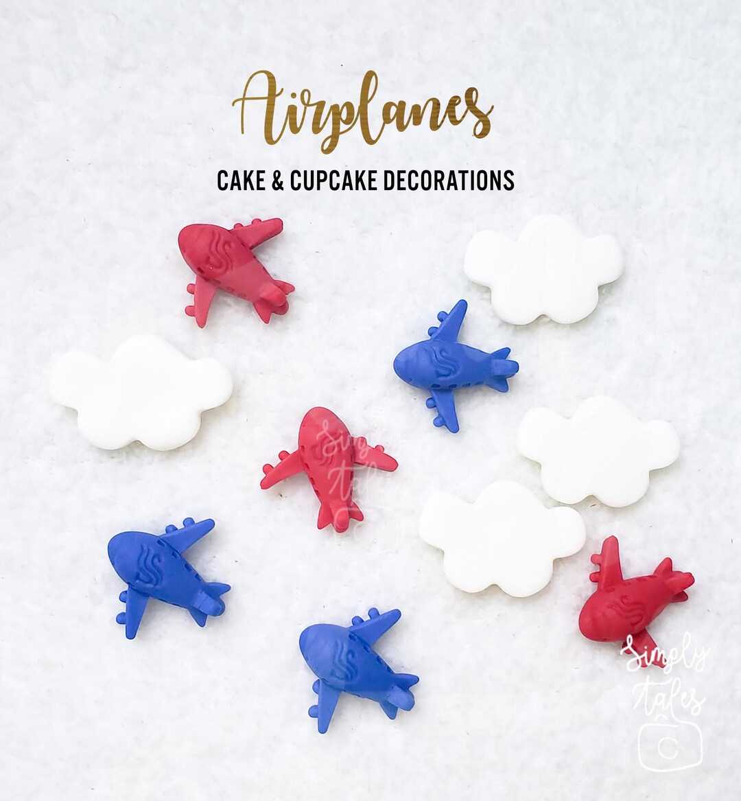 24 Pcs Edible Airplane Cloud Cake Cupcake Toppers, Boy Birthday Party ...