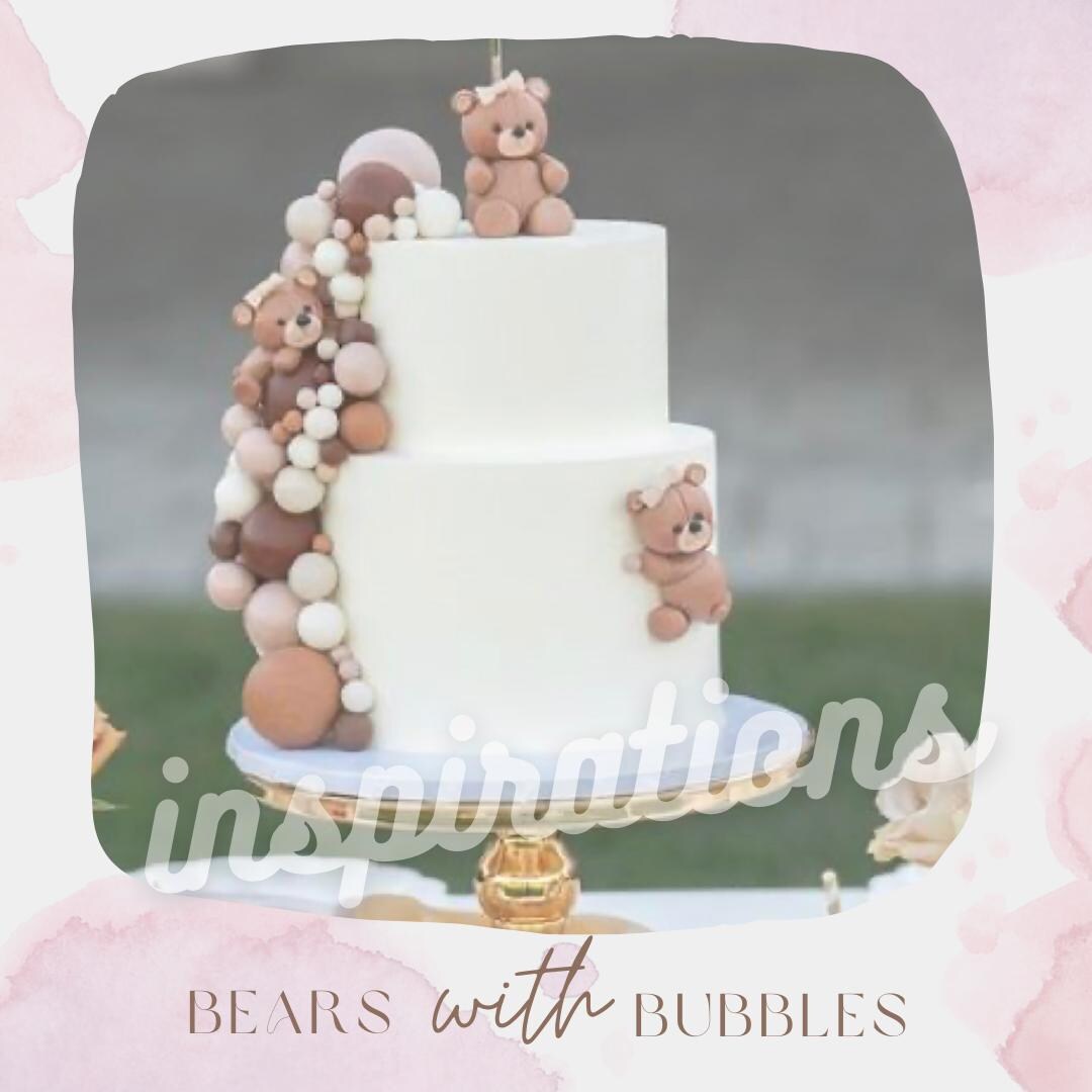 Teddy Bear Fondant Cake Toppers With Bubbles: Birthday, Shower, Reveal ...