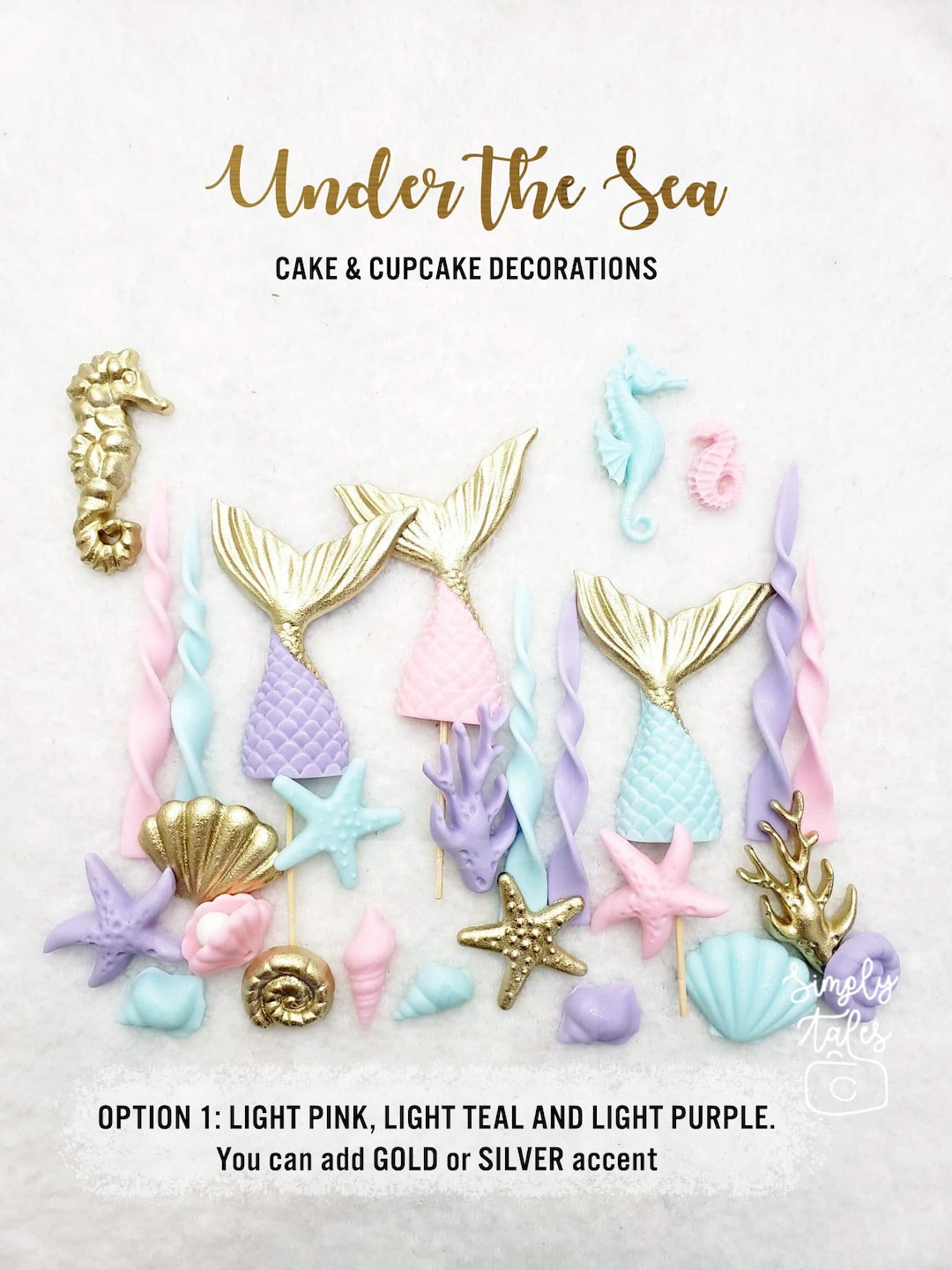 27 Pcs Under the Sea Cupcake Toppers, Mermaid Tails, Beach Wedding ...