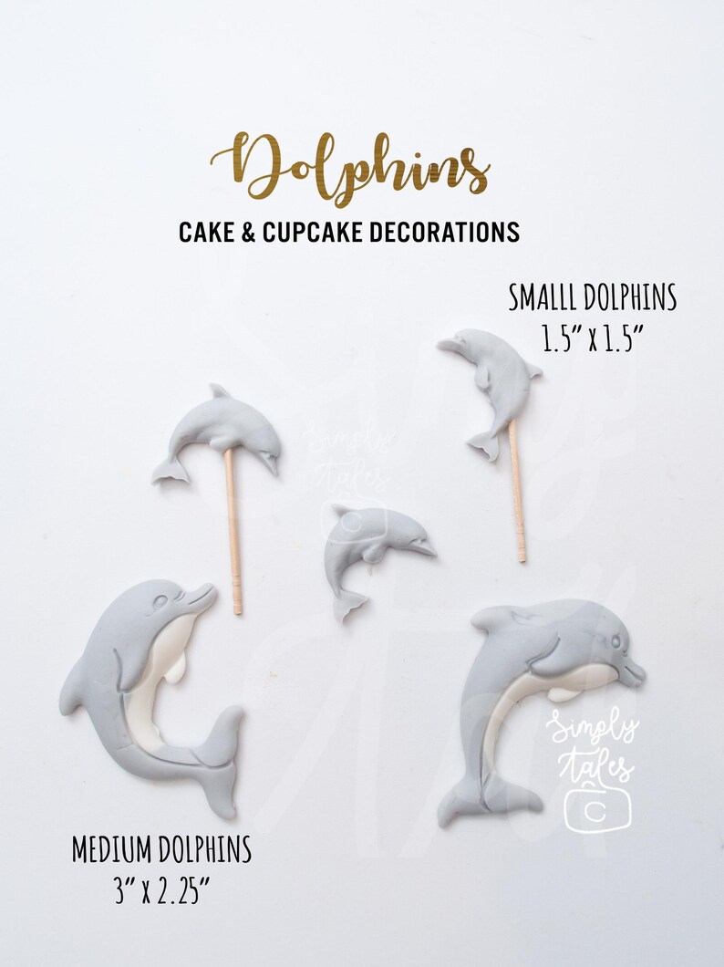 12 Pcs Dolphins Cake Cupcake Toppers, Edible Decorations, Boy Girl ...