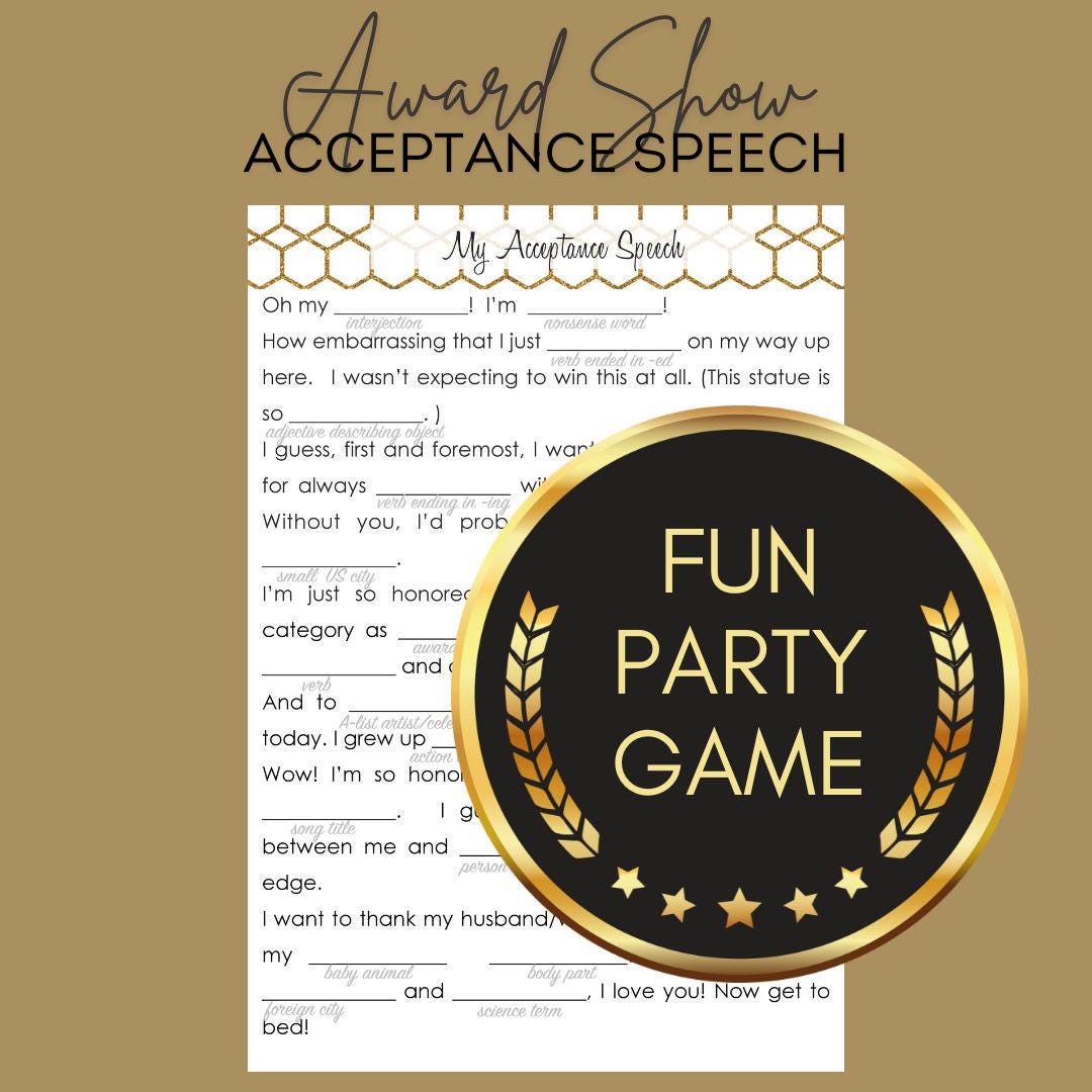 Award Show Acceptance Speech (school-friendly) - Etsy