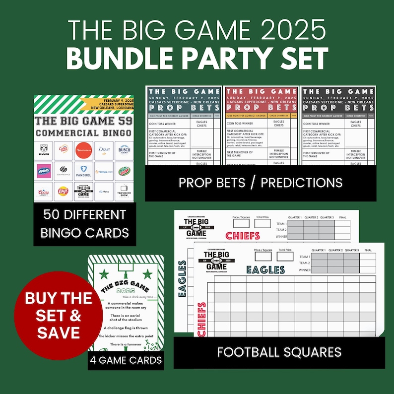 Big Game 2025 COMMERCIAL BINGO / 50 Cards - Etsy