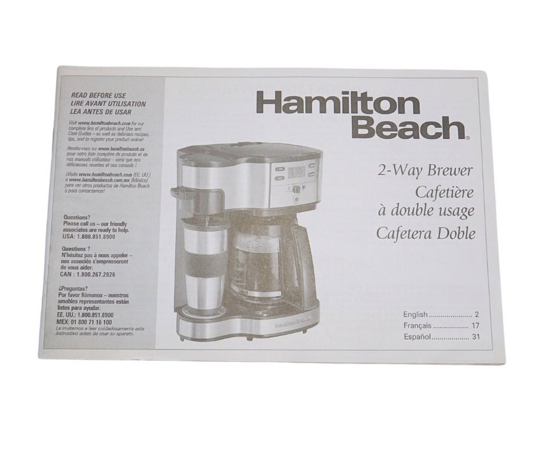 Hamilton Beach Two-way Brewer Coffee Maker Instructions Users Manual ...