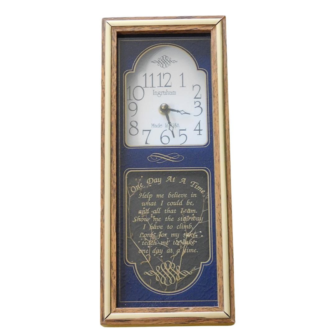 Vintage Ingraham Quartz Wood and Glass Framed Wall or Mantel Battery ...