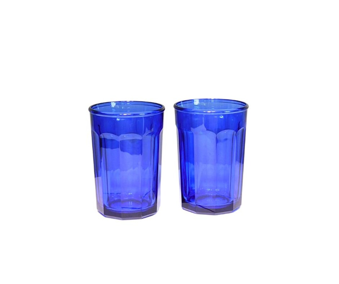 Vintage Cobalt Blue Luminarc Ten Panel Tumbler 500 Highball Glasses ...