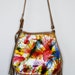 Bright Colorful Leather Shoulder Bag, Tan Small Sized Purse With Beaded ...