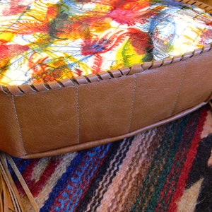 Bright Colorful Leather Shoulder Bag, Tan Small Sized Purse With Beaded ...