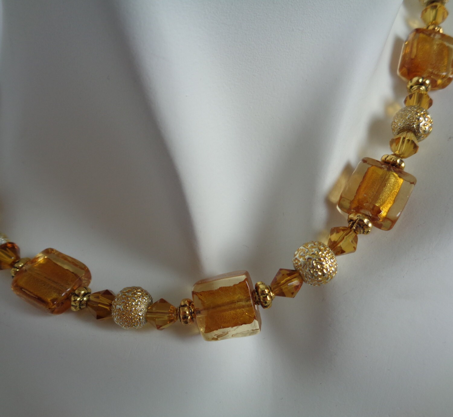 Gold/silver Foil Lampwork Jewelry Set, Beaded Necklace Bracelet and ...