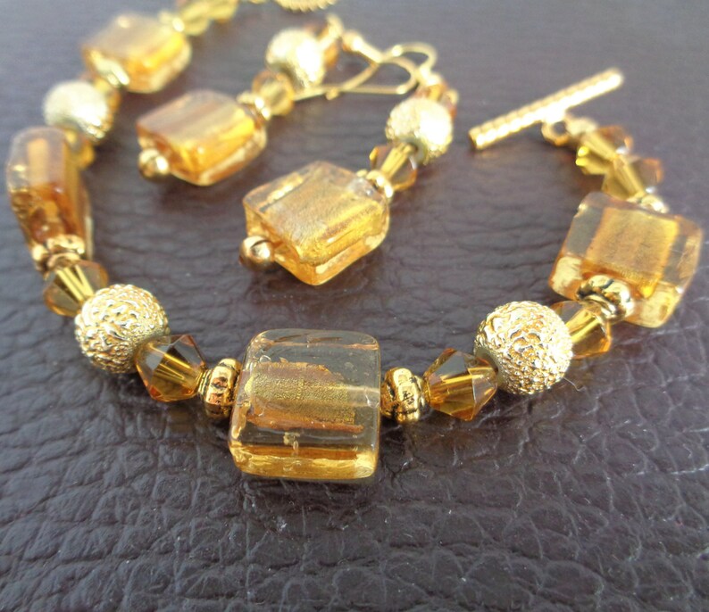 Gold/silver Foil Lampwork Jewelry Set, Beaded Necklace Bracelet and ...