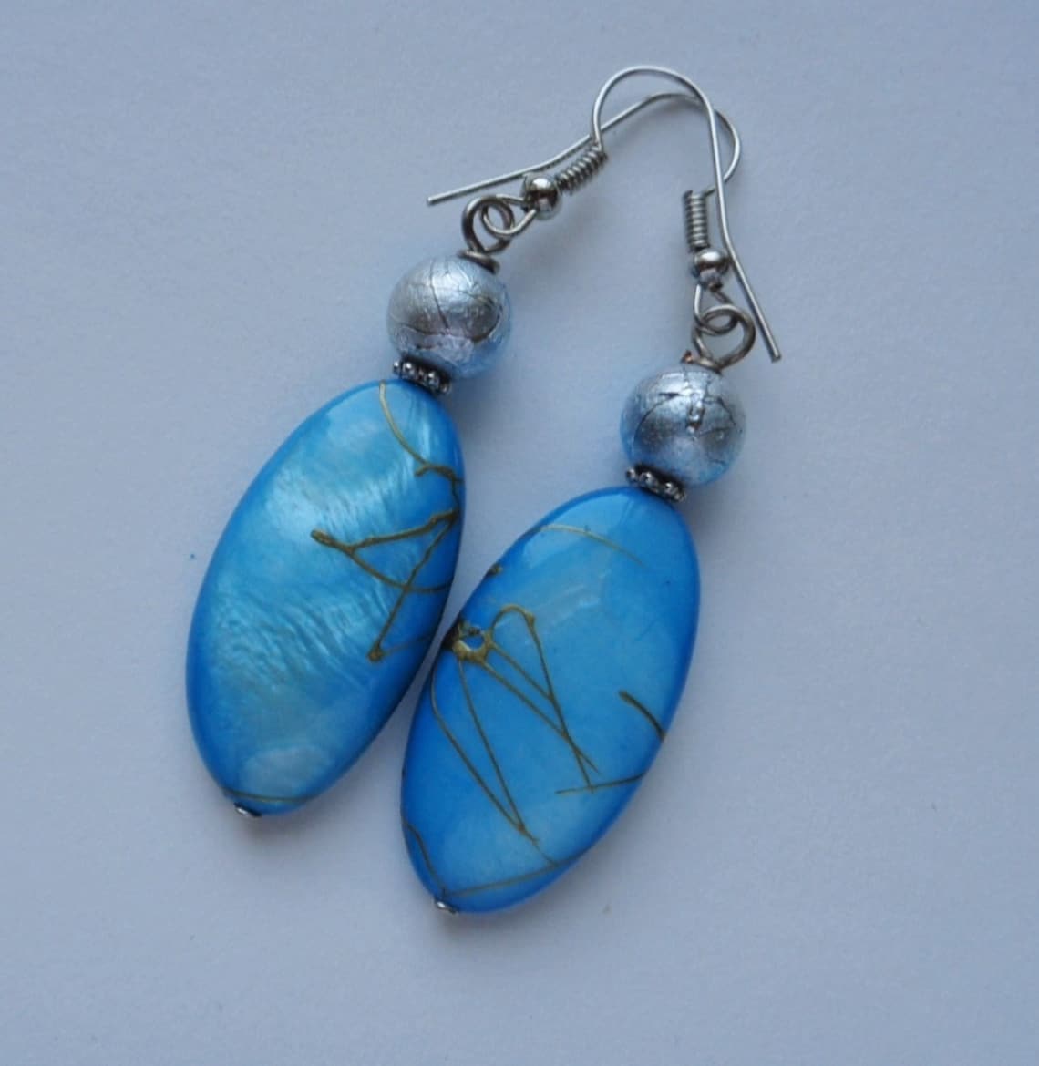 Light Blue Shell Disc Necklace and Earring Set Long Flat Eye - Etsy Canada