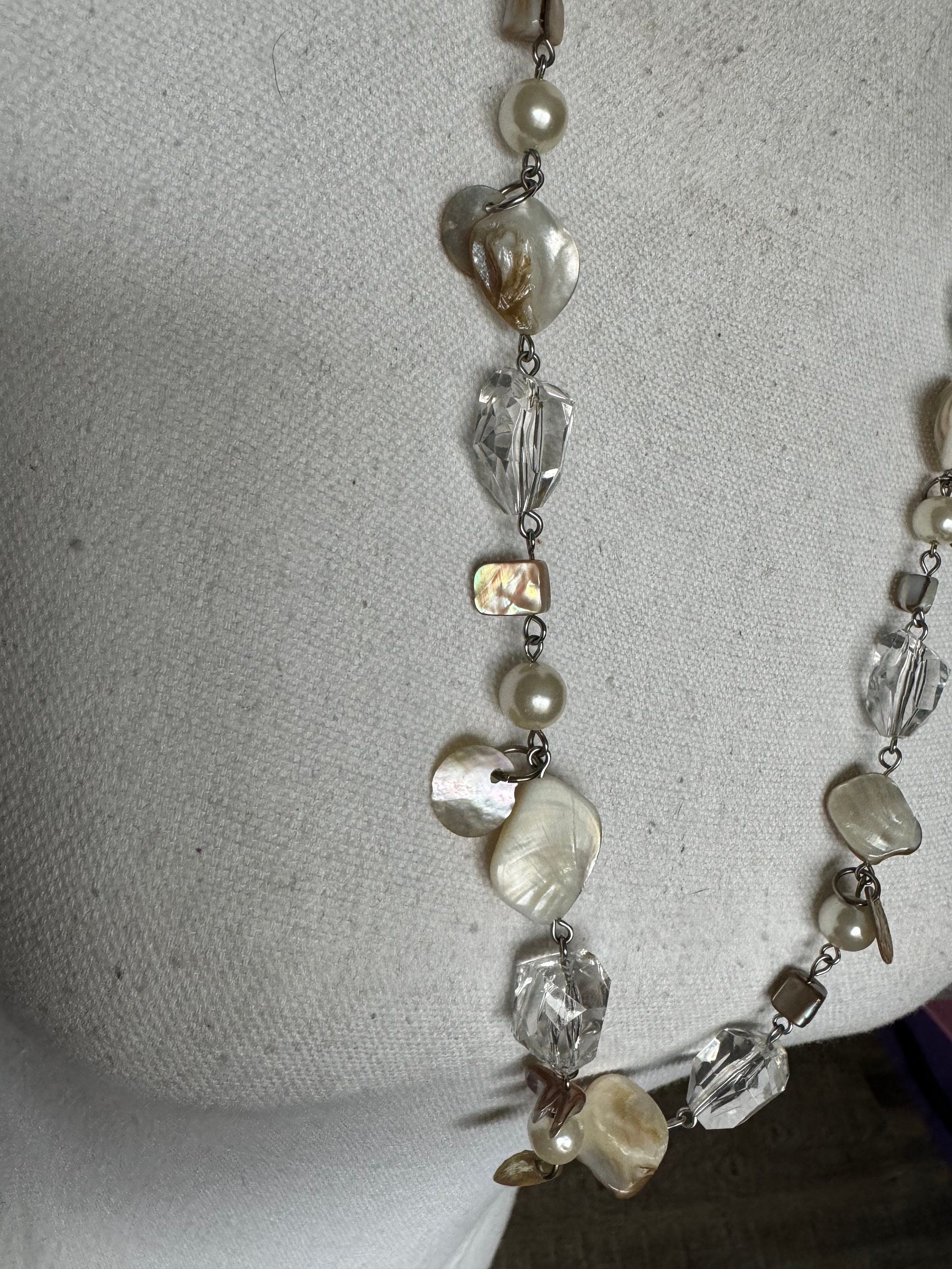 Abalone, Faux Pearl and Faux Crystal Necklace, Estate Item From 1970s ...