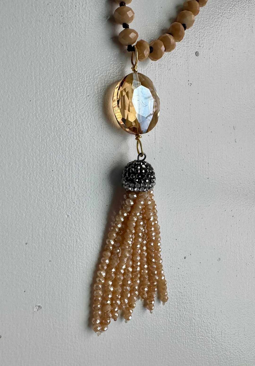 Swarovski Bead Necklace, Roaring 20s Style Tassel Necklace, Handmade ...