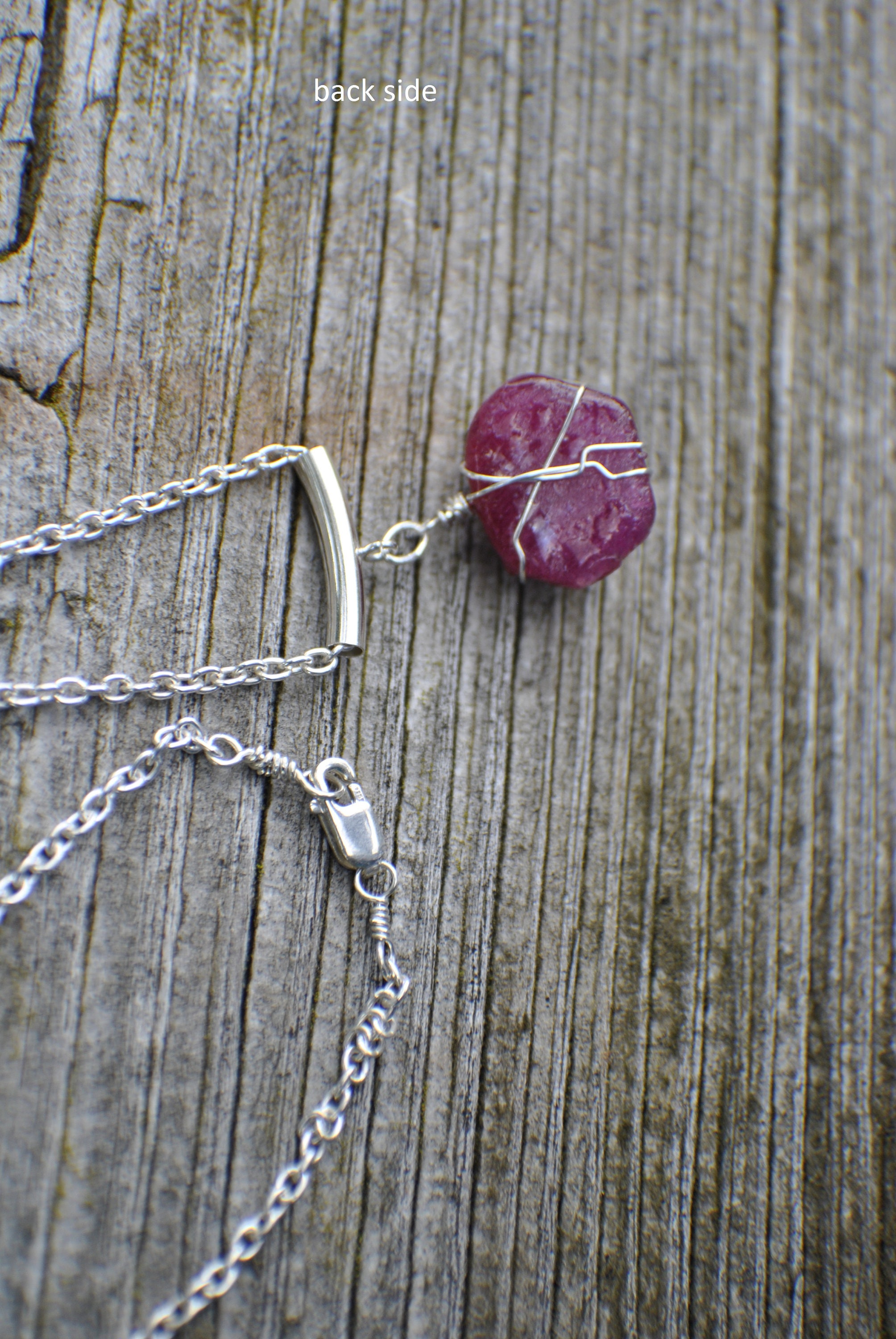 Raw Ruby Sterling Silver Wire Wrap Necklace, 18 Inch Rollo Chain - Etsy