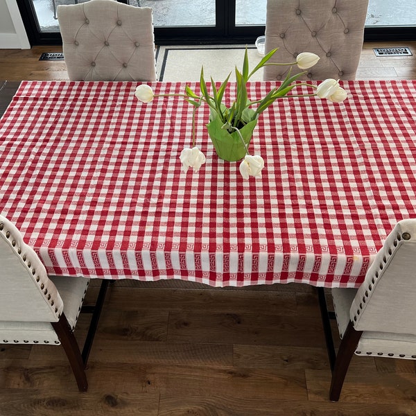 Red and White Checkered Tablecloths - Etsy
