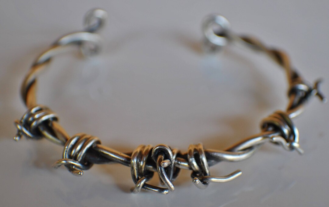 Barbed-wire Sterling Silver Cuff Bracelet, Goth Bracelet, Biker Diva ...