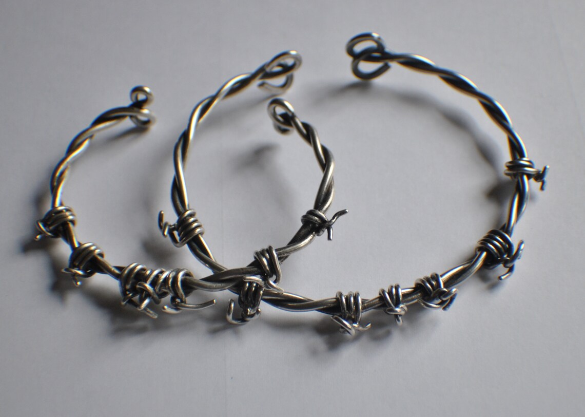 Barbed-wire Sterling Silver Cuff Bracelet Goth Bracelet - Etsy