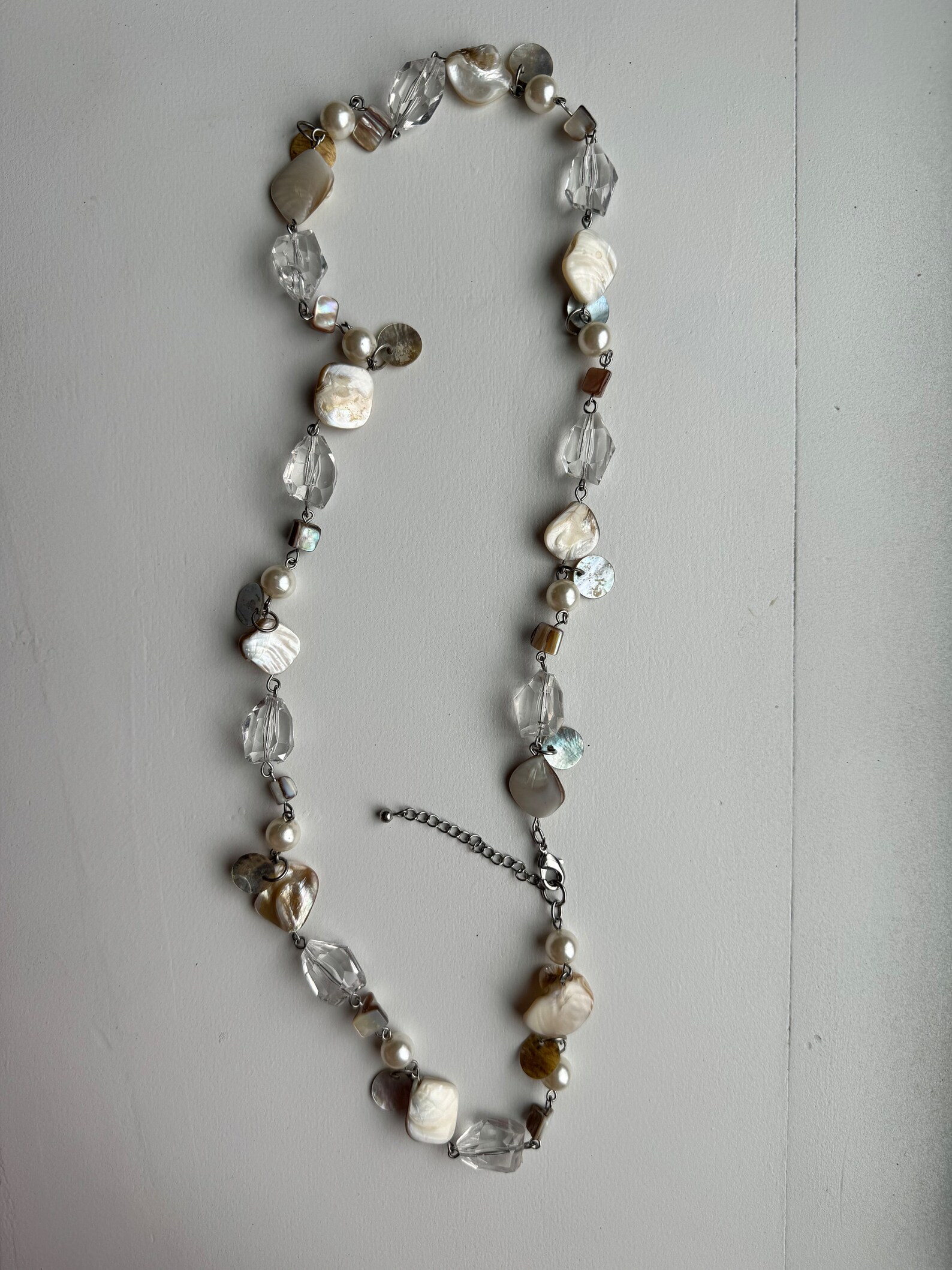 Abalone, Faux Pearl and Faux Crystal Necklace, Estate Item From 1970s ...