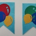 Happy Birthday Banner - Blue - 2.75"x4" Flags With Balloons - Etsy