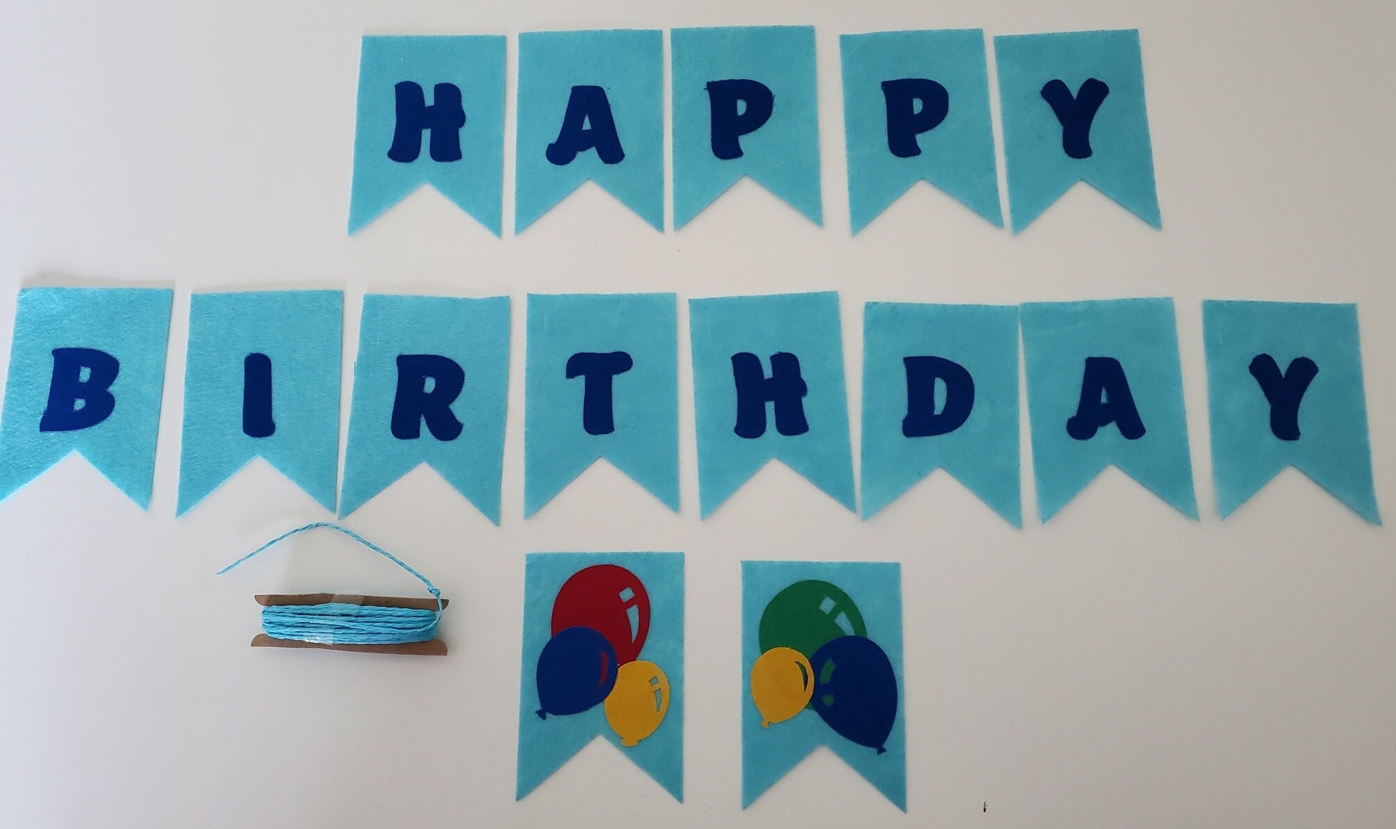 Happy Birthday Banner - Blue - 2.75"x4" Flags With Balloons - Etsy