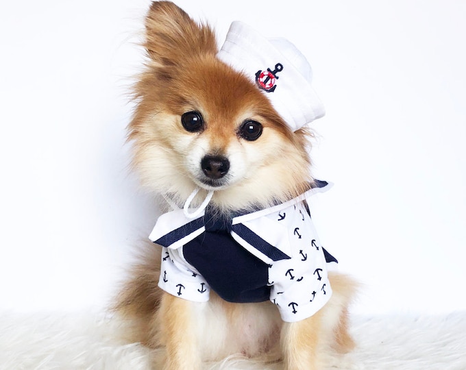 Dogs Sailor Hat, Cape Set! HANDMADE Dog Hats, Dog Caps, Marine Hat ...