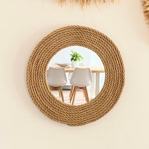 Jute Mirror, Jute Rope Mirror, Mediterranean Decoration, Natural Mirror ...