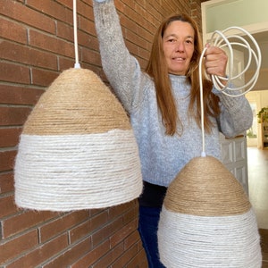 Pendant Lamp Jute Boho and Rustic Style, Jute Ceiling Lamp, Boho Lamp ...