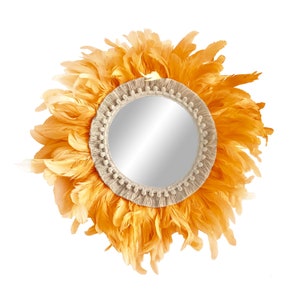 Round Feathers Mirror Wall Decor, Feathers Round Mirror, Wall Decor ...