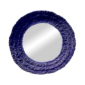 Round Mirror Wall Decor, Light Blue Round Mirror, Boho Mirror, Wall ...