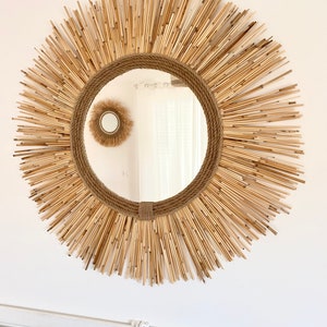 Boho Mirror Wall Decor, Bamboo Mirror Wall Decor, Round Mirror Wall ...