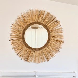 Boho Mirror Wall Decor, Bamboo Mirror Wall Decor, Round Mirror Wall ...