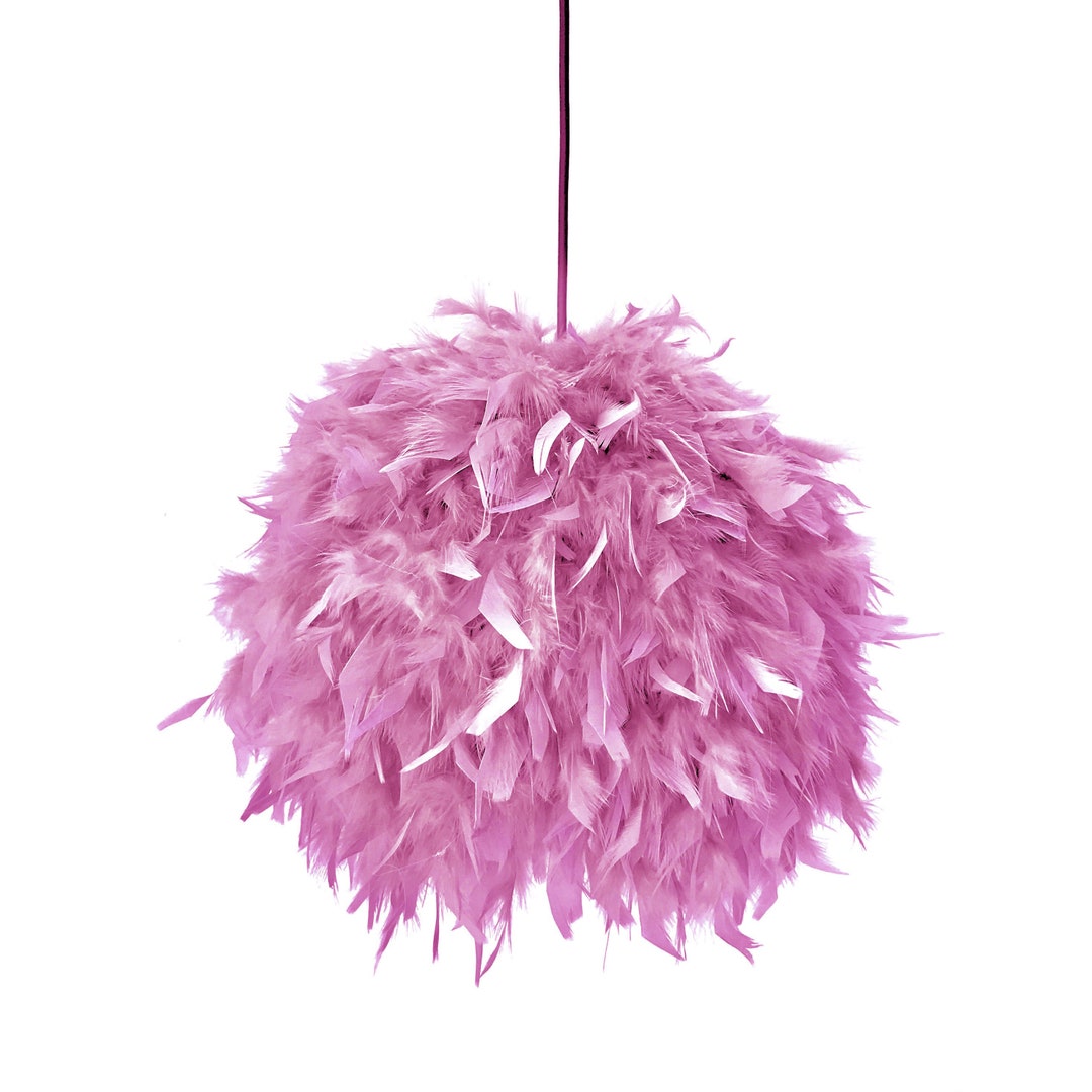Pink Feathers Pendant Lamp, Nursery Lighting, Pendant Light Feather ...