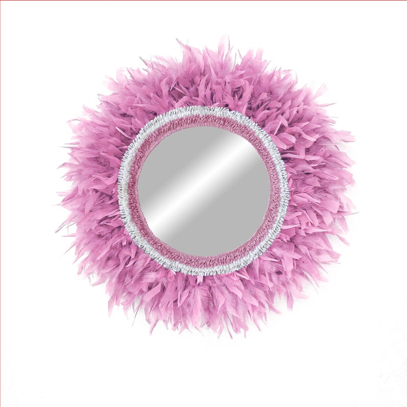 Wall Decor Round Mirror Round Mirror Feathers Wall Decor - Etsy