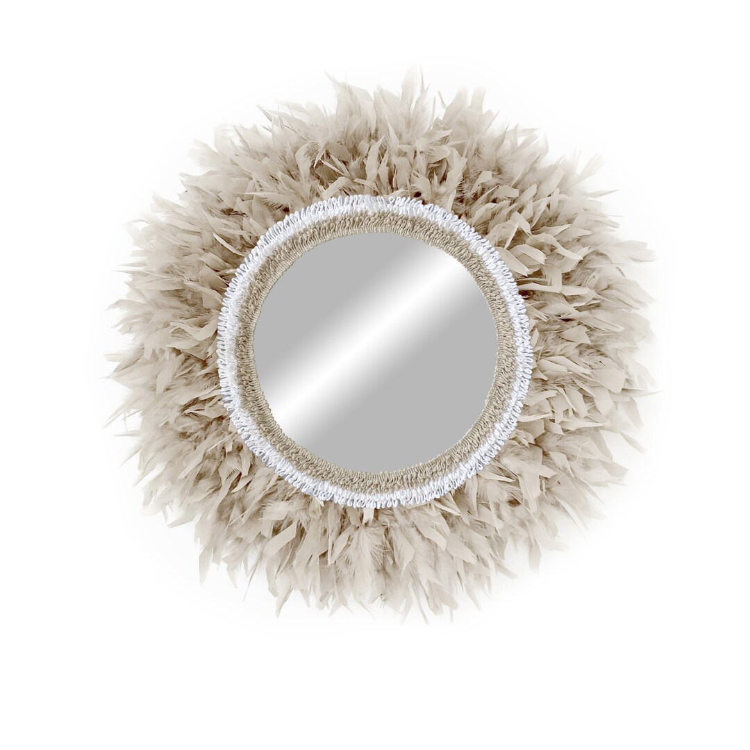 Wall Decor Feathers Round Mirror, Round Mirror Feathers, Wall Decor ...