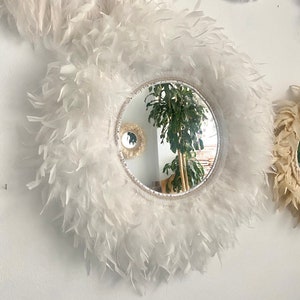 Round Mirror Feathers Wall Decor Mirror Brilli Brilli - Etsy