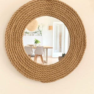 Jute Mirror, Jute Rope Mirror, Mediterranean Decoration, Natural Mirror ...