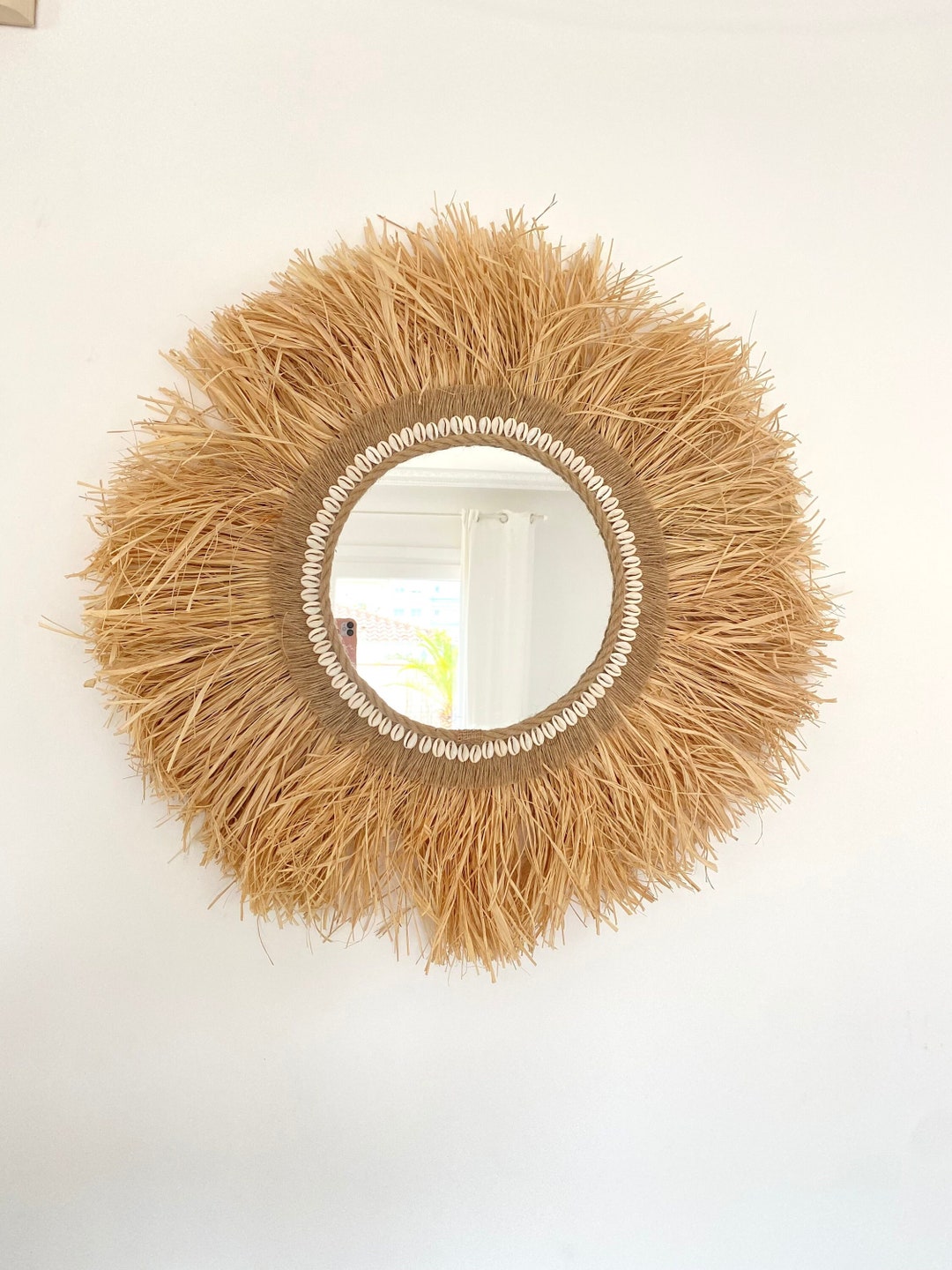 Raffia Mirror Wall Decor, Wall Decor Round Mirror, Wall Decor Raffia ...