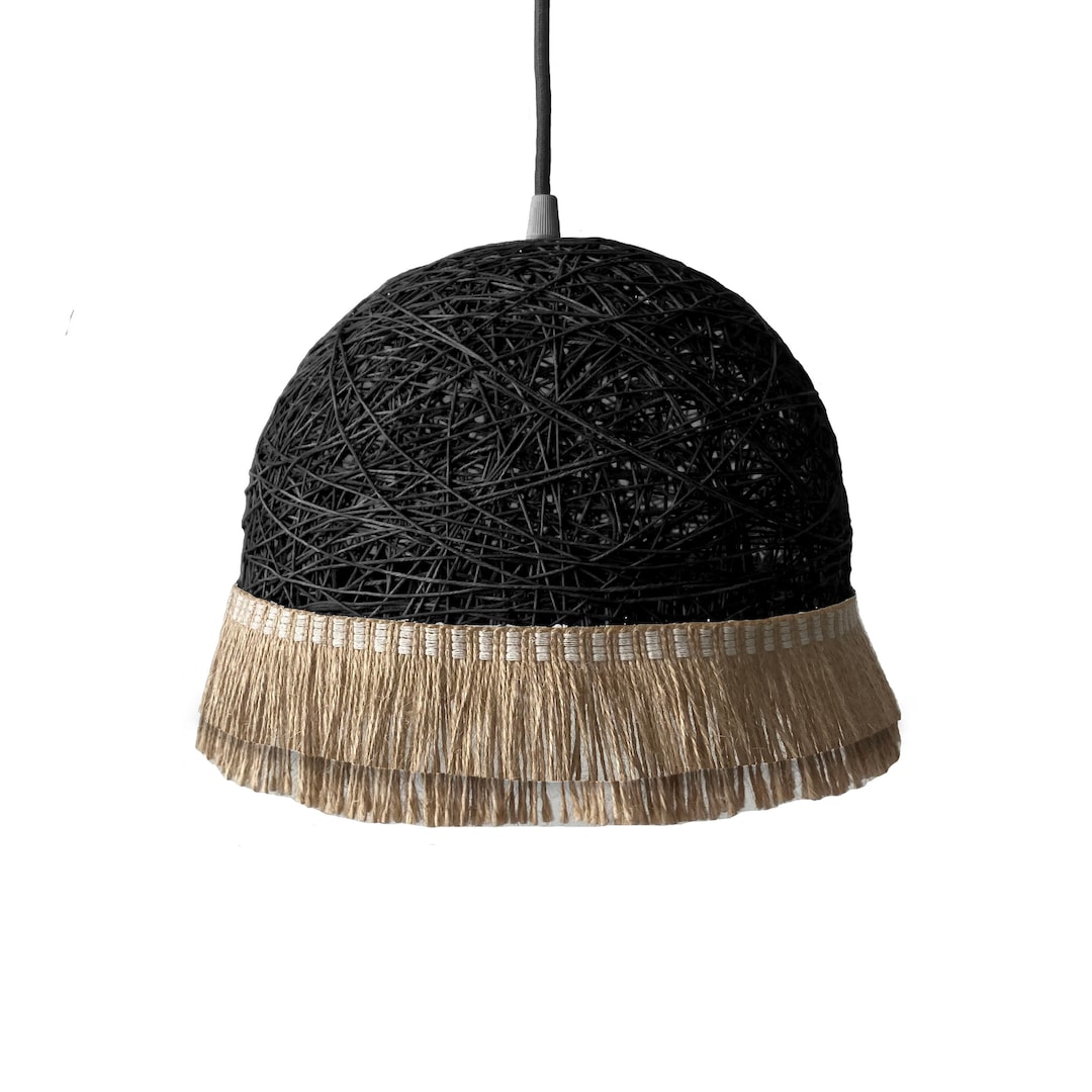 Boho Pendant Light, Boho Lighting, Fringe Pendant Light, Jute Pendant ...