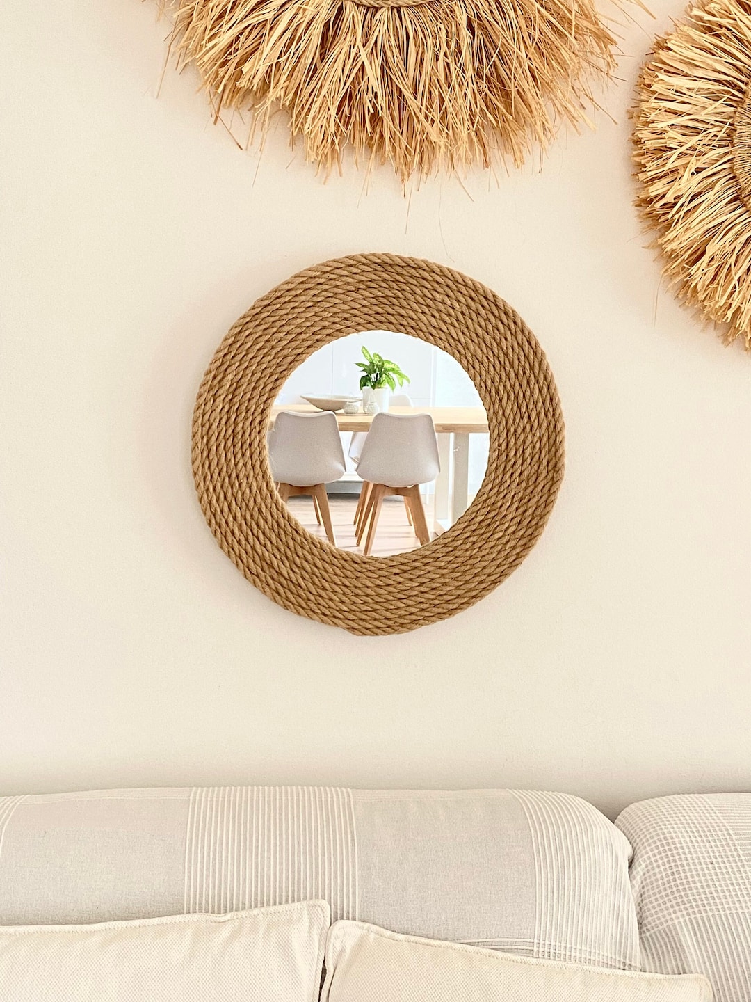 Jute Mirror, Jute Rope Mirror, Mediterranean Decoration, Natural Mirror ...