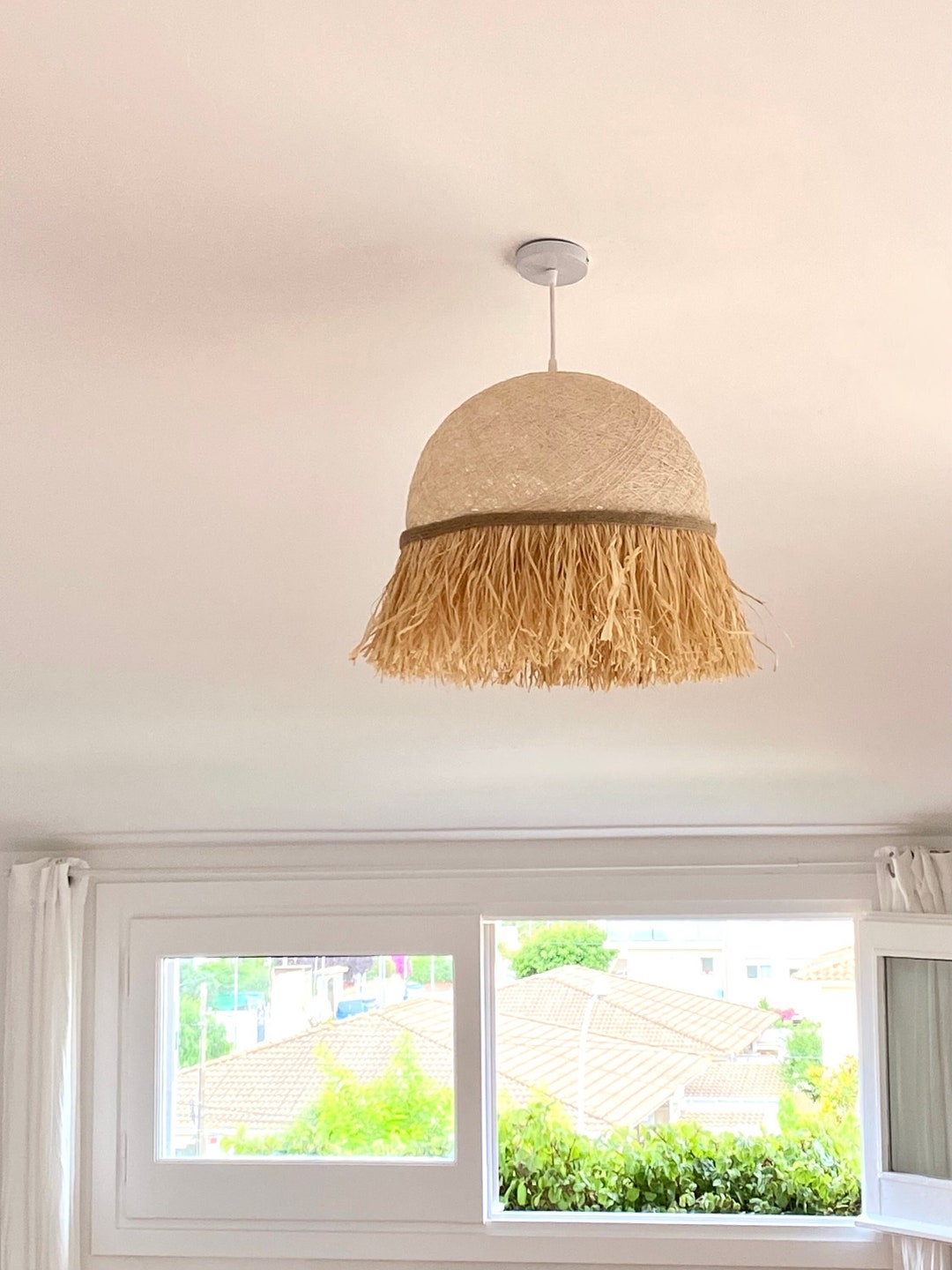 Raffia Pendant Light Raffia Chandelier Boho Pendant Light - Etsy