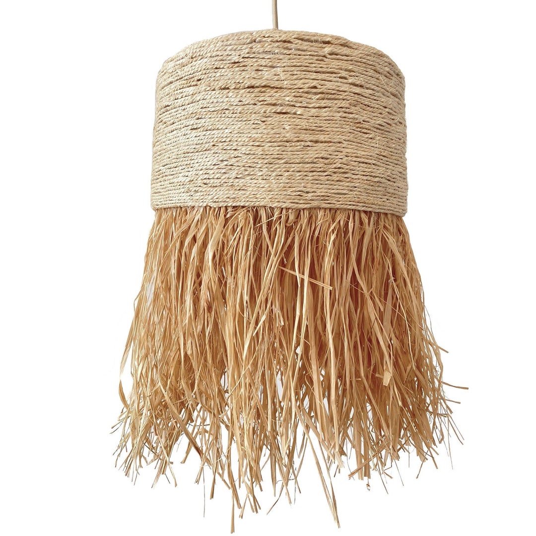 Raffia and Rope Pendant Lamp Natural Pendant Lamp Boho Style - Etsy Canada