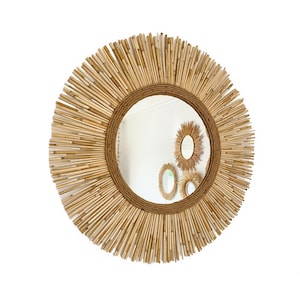 Boho Mirror Wall Decor, Bamboo Mirror Wall Decor, Round Mirror Wall ...