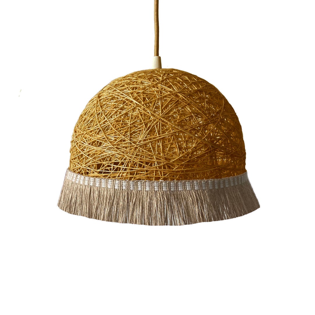 Camel Light Fringe, Lighting Boho Style, Jute Pendant Light, Fringe ...