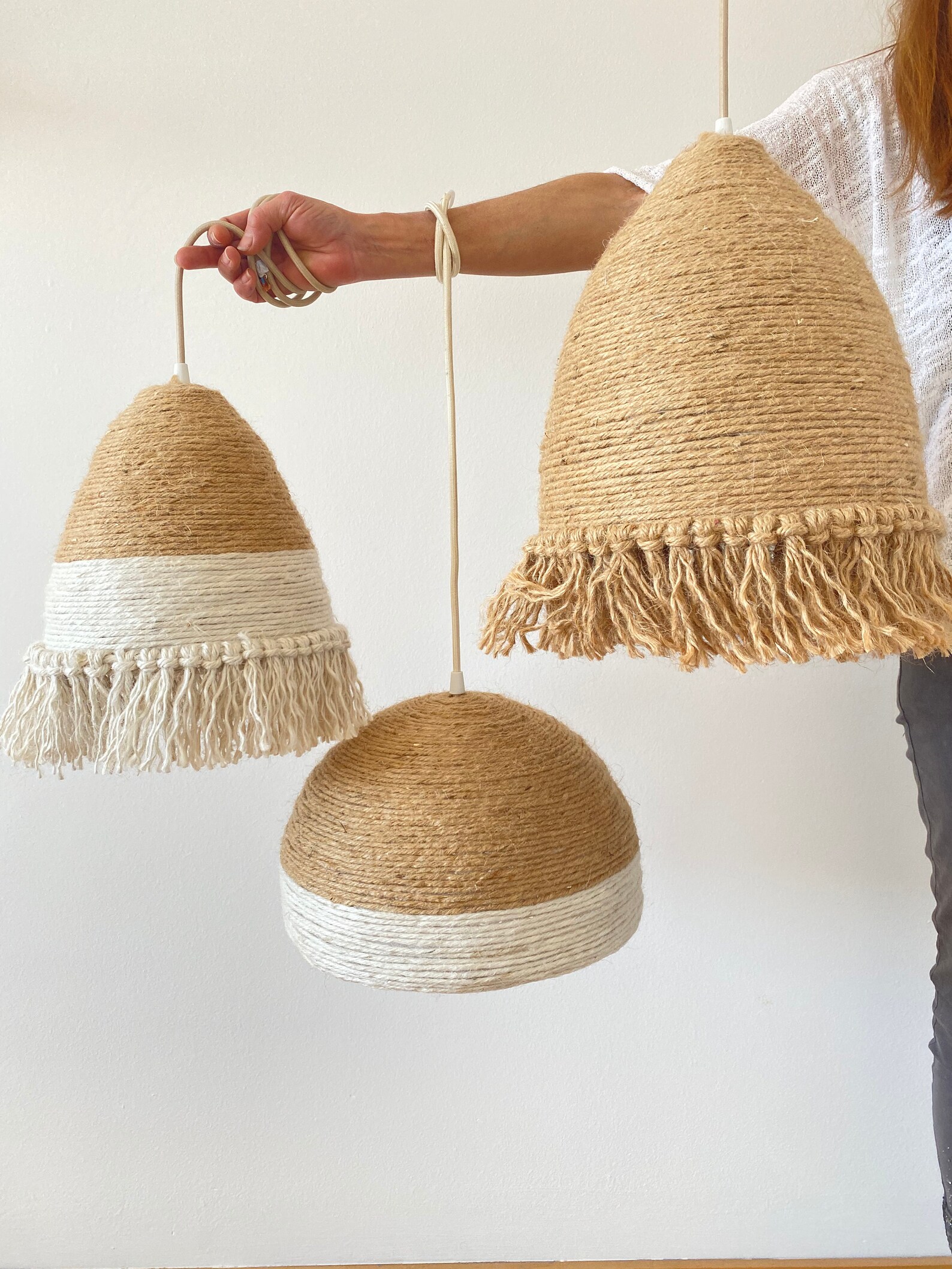 Pendant Lamp Jute Boho and Rustic Style, Jute Ceiling Lamp, Boho Lamp ...