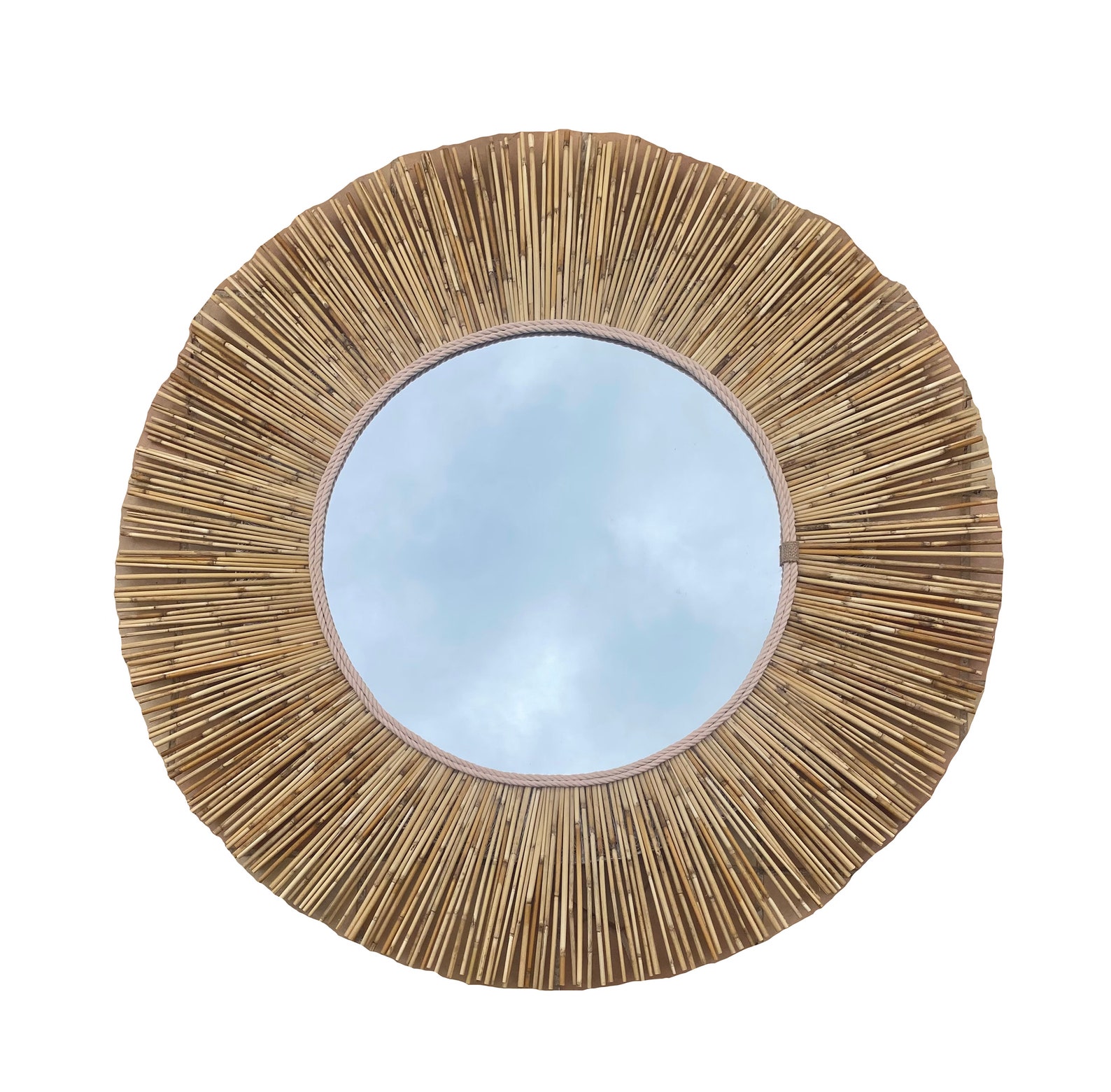 Bamboo Round Mirror Mirror Wall Decor Round Mirror of - Etsy