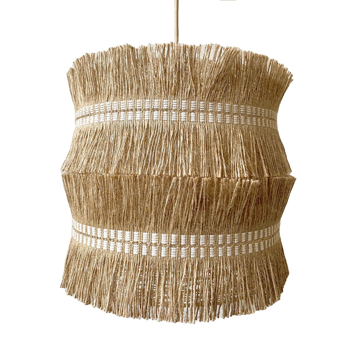 Pendant Light With Jute Fringes, Boho Style, Pendant Light Plug In ...