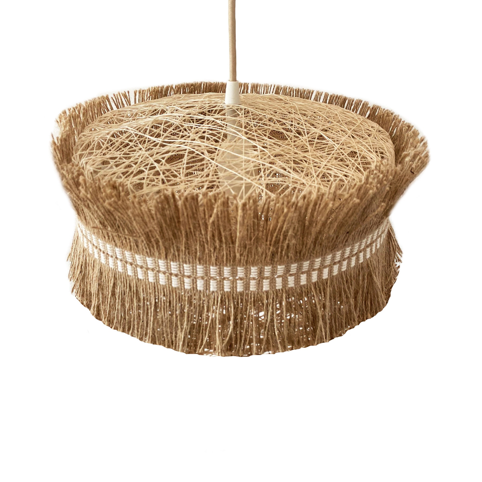 Japandi Style Jute Pendant Lamp, Decorative Ceiling Lamp, Boho Style ...