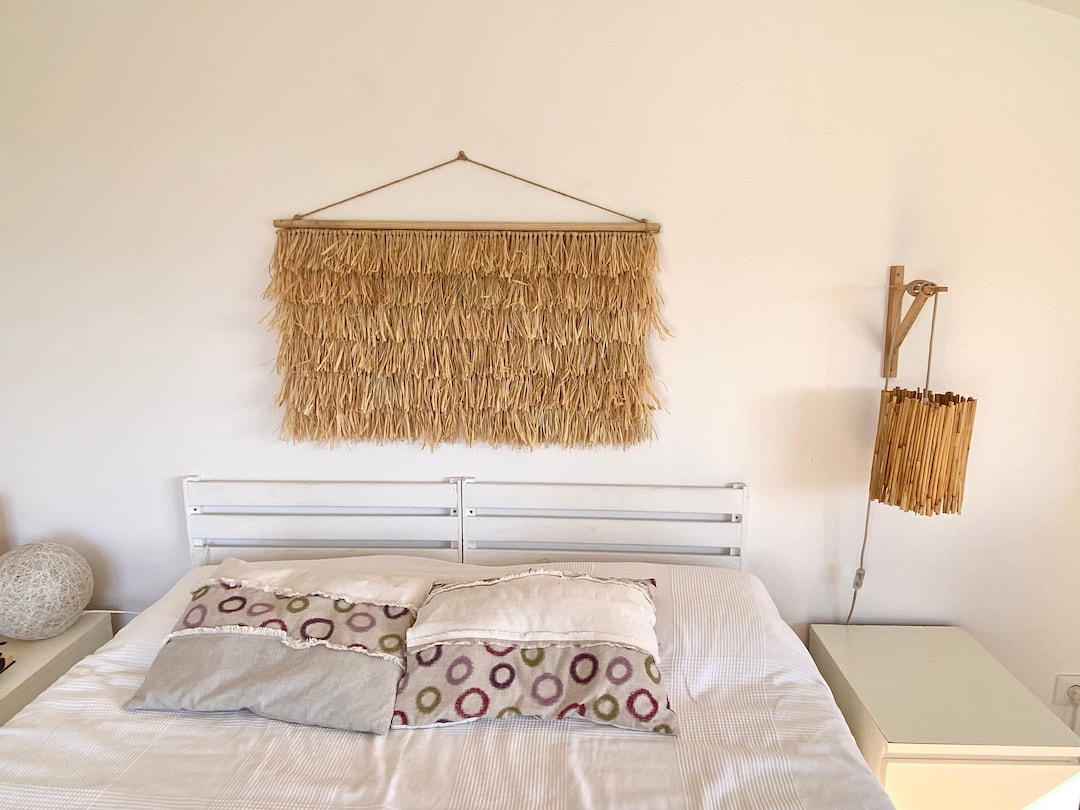 Wall Decor With Natural Raffia, Raffia Wall Decoration, Boho Wall ...